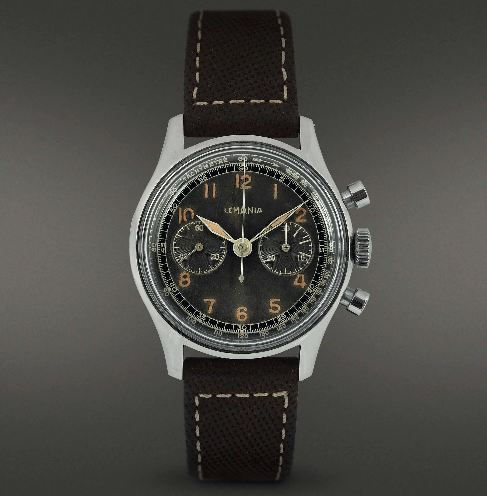 Lemania Chronograph Cronografo Sportivo A Carica Manuale In Acciaio Con ...