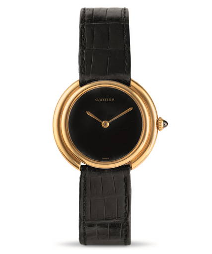 Cartier Rare Vendome Ellipse Onyx Dial In 18k Yellow Gold With ...