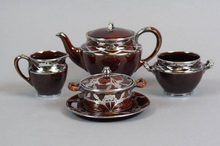 4 Pcs. Lenox Porcelain With Silver Overlay,