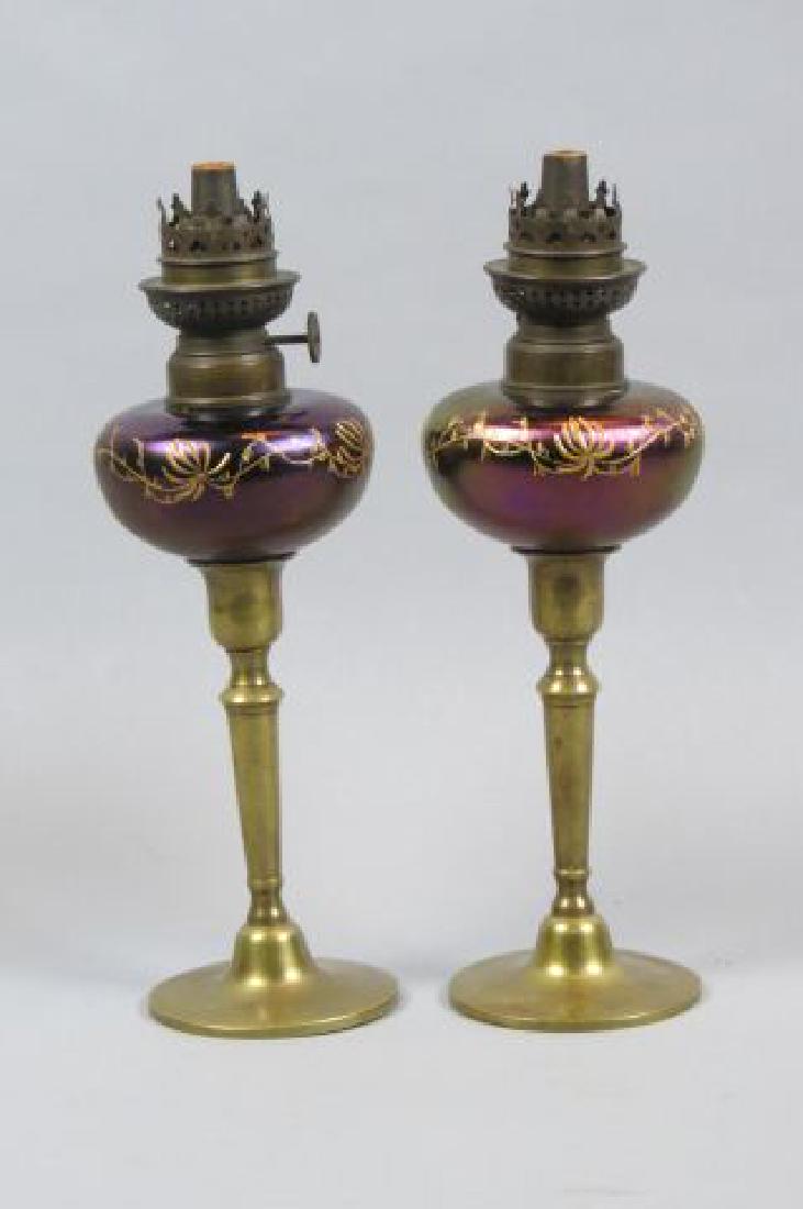 Pair of Loetz Type Art Glass Oil Lamps, - Sep 15, 2018 | Richard D ...
