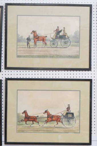 2 Richard Rosenbaum Watercolors Of Horse & Buggy,