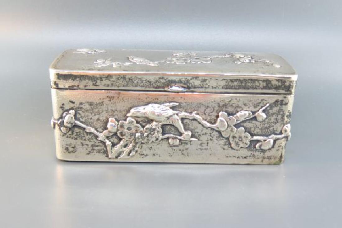 Chinese Silver Rectangular Box by Sing Fat,