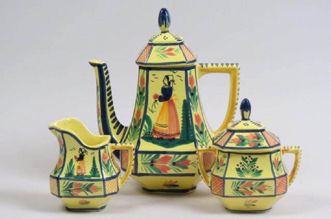 3 Pc. Henriot Quimper French Pottery Coffee Set,