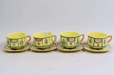 14 Henriot Quimper Faience Cups And Saucers