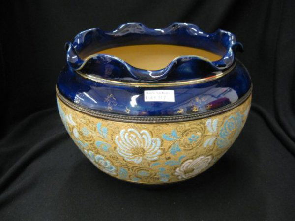 517: Doulton Slater Pottery Jardiniere, tapestry floral