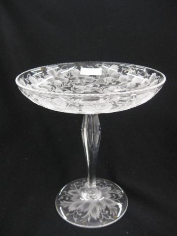 505: Libbey Intaglio Cut Glass Compote, canework,