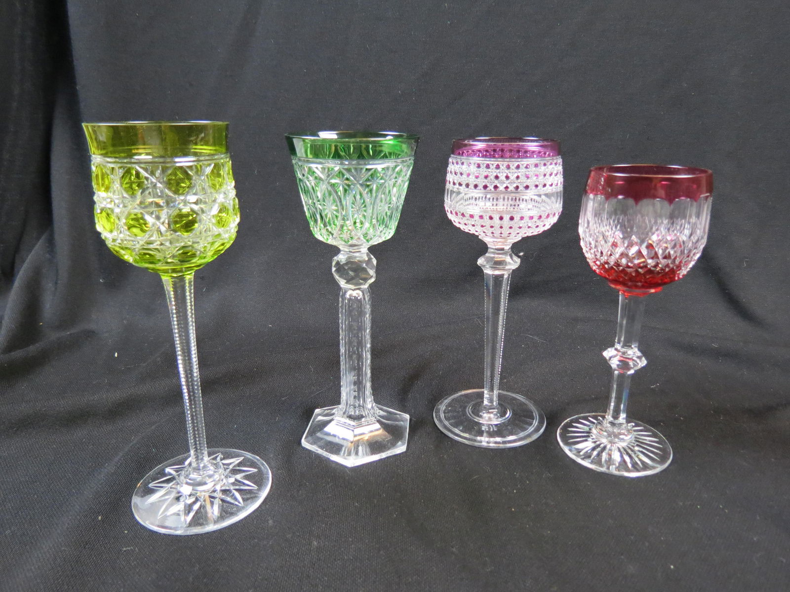 4 Colored Cut-to-Clear Glass Wines (#0526) on Aug 28, 2021 | Richard D ...