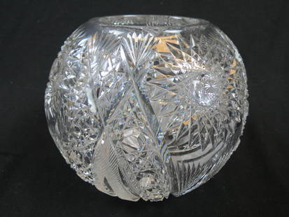 Antique Cut Glass Rose Bowl