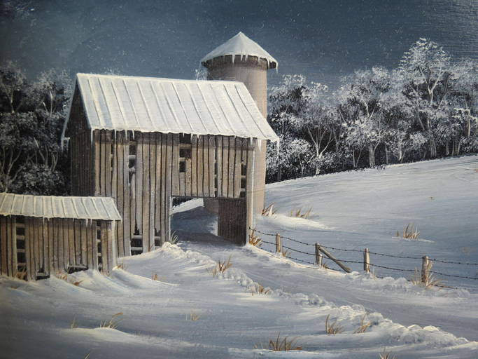 Ellen Busbee, Oil, Winter Farm Scene