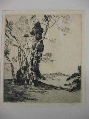 Alfred Hutty, Etching, Birches On A Ridge