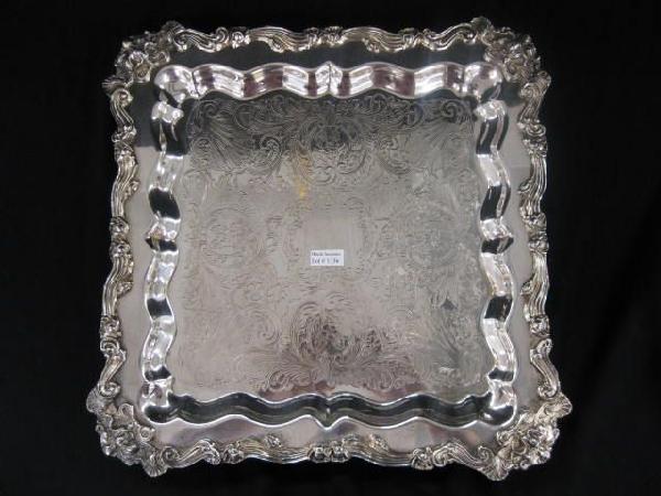 Silverplate Footed Square Tray,