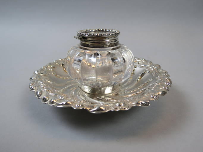 English Sterling Silver Inkwell,