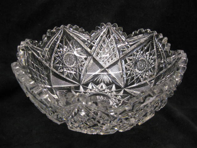 Libbey Cut Glass Fruit Bowl, Signed, Brilliant Pe