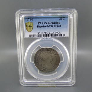 1796 Draped Bust Quarter, Very Good Details, Pcgs,
