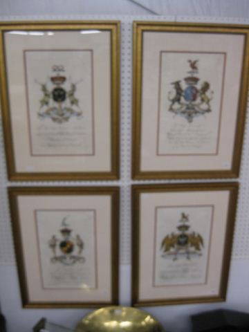 4 Various Lithographs Of English Crests,