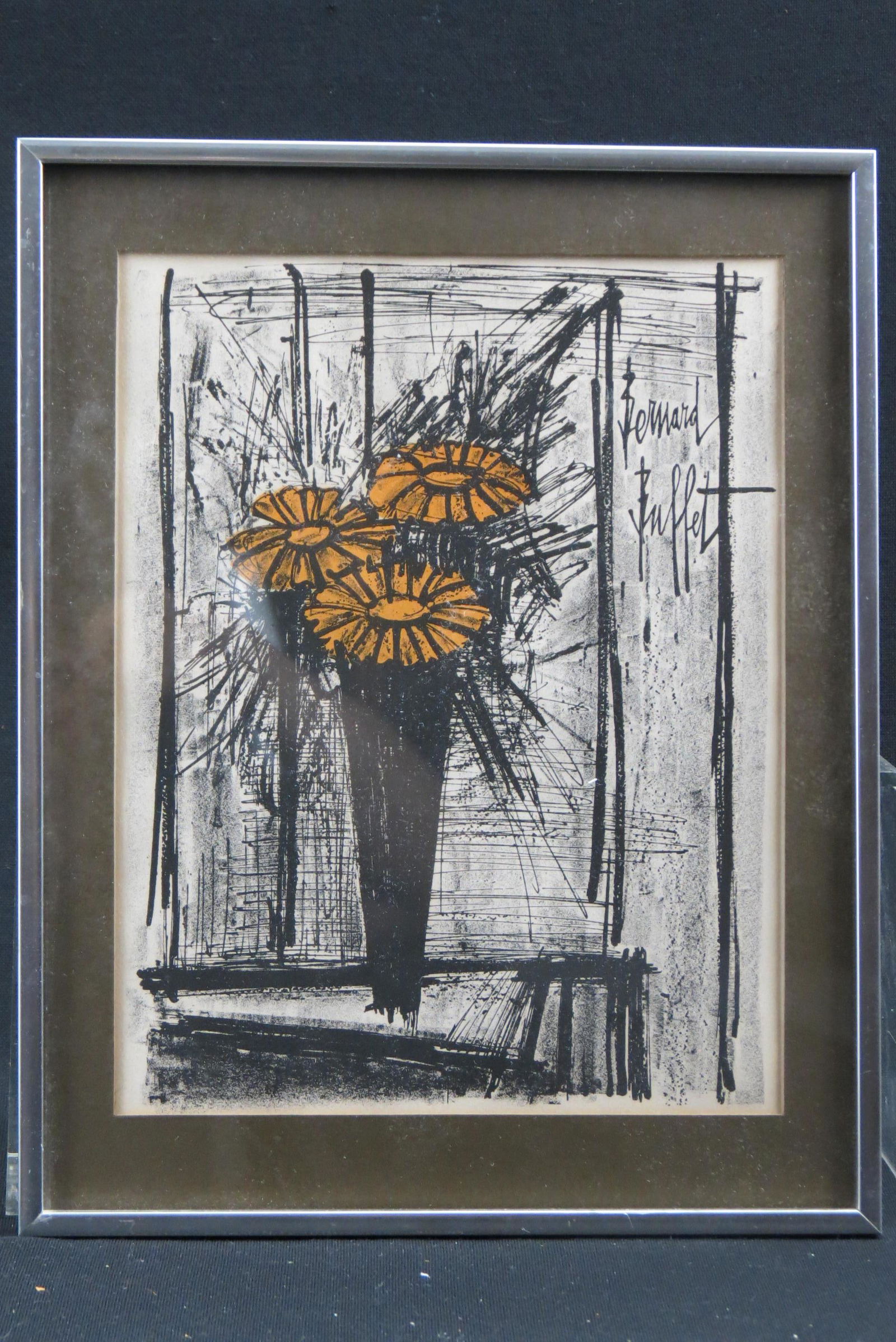 Bernard Buffet, Lithograph, "flower",