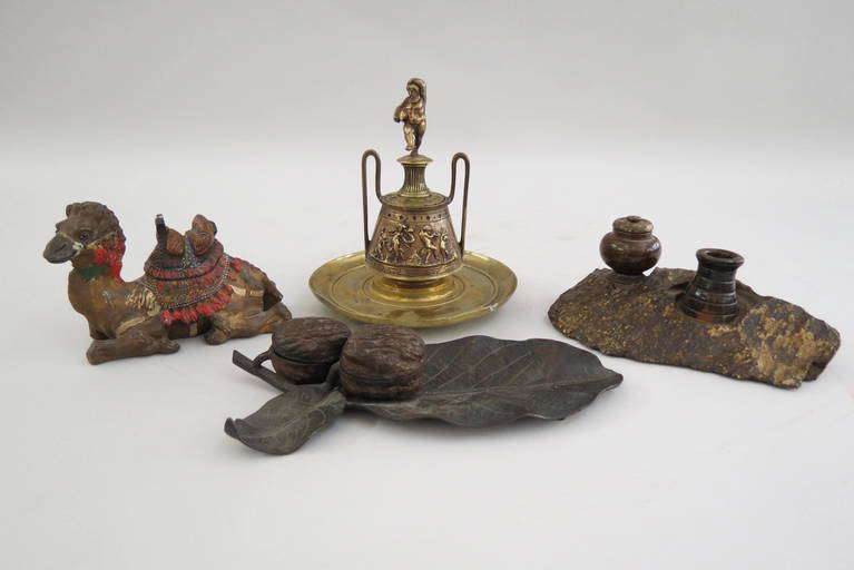 Collection Of 4 Antique Inkwells,