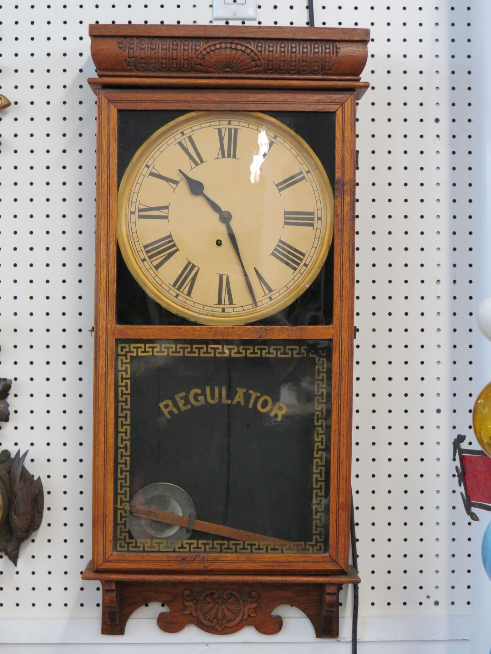 Antique Oak Wall Regulator Clock,