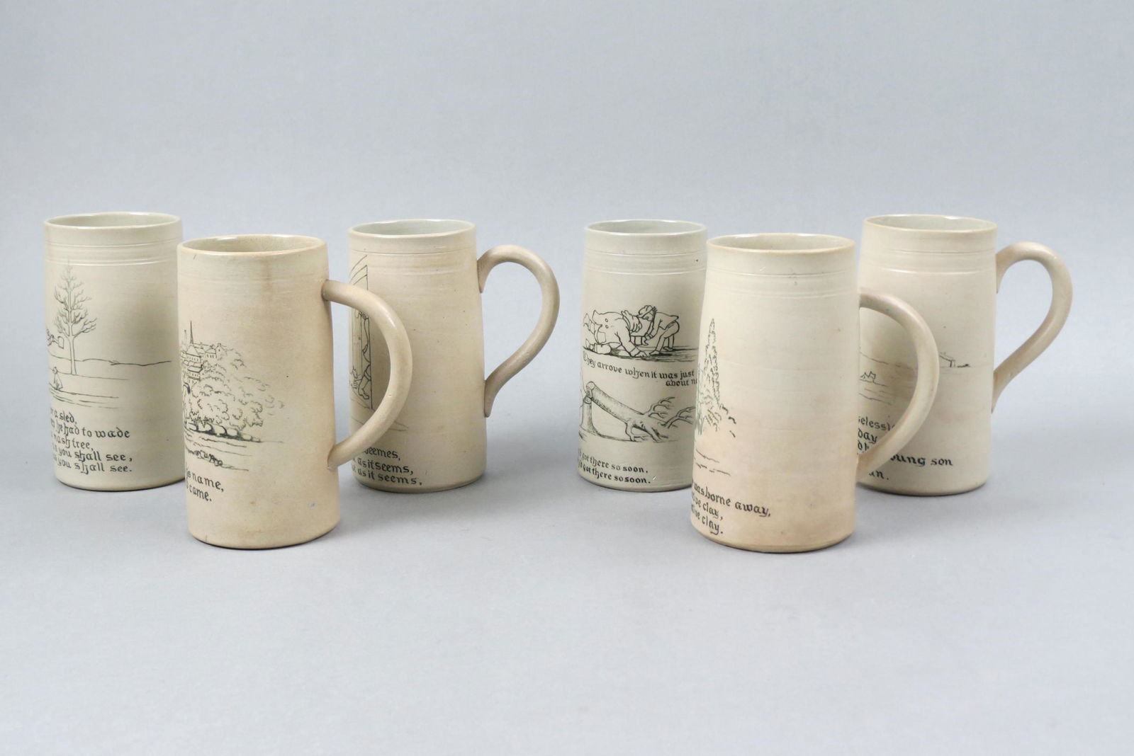 6 Rare 1886 Rookwood Pottery Tankards Isaac Abbott By Edward P. Cranch,