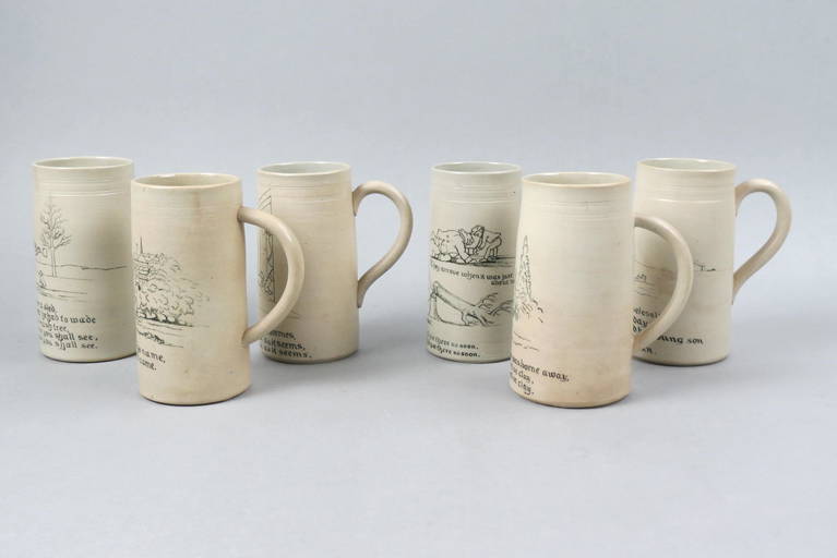 6 Rare 1886 Rookwood Pottery Tankards Isaac Abbott By Edward P. Cranch,