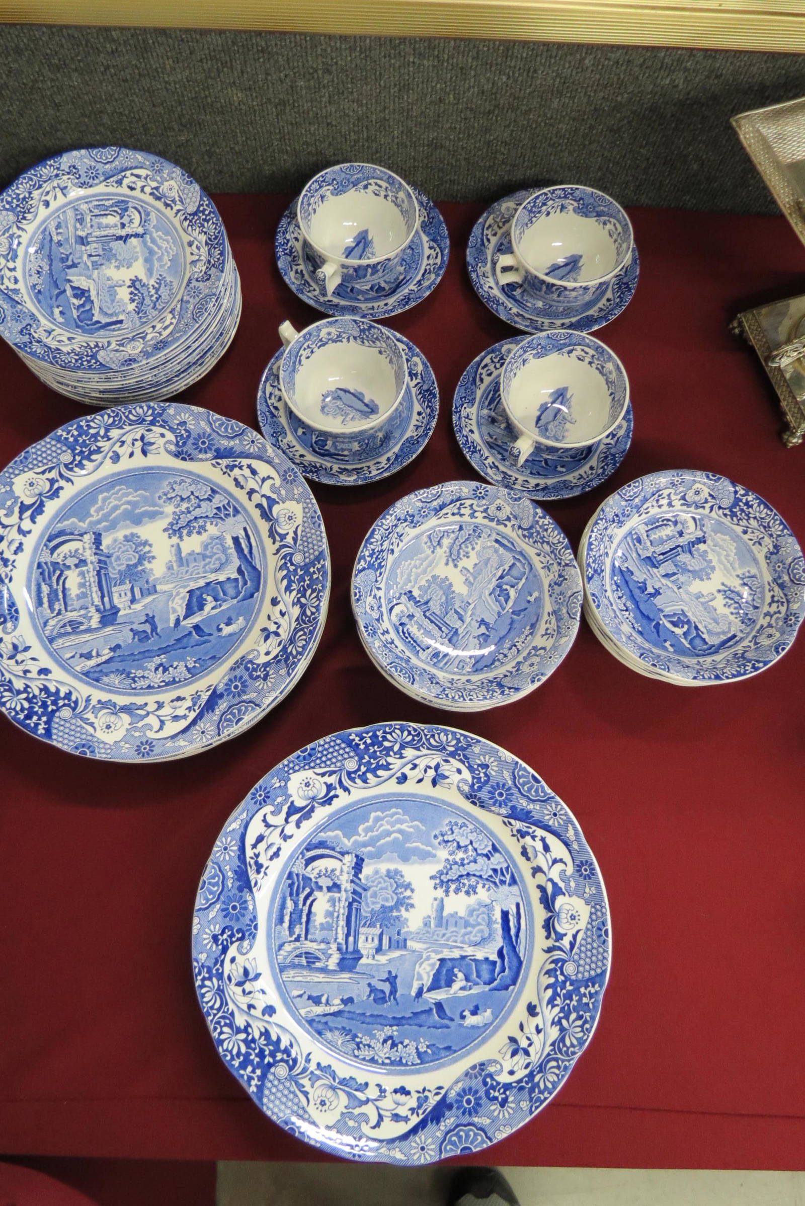 58 Pc. Spode "italian" Blue & White China, Auction