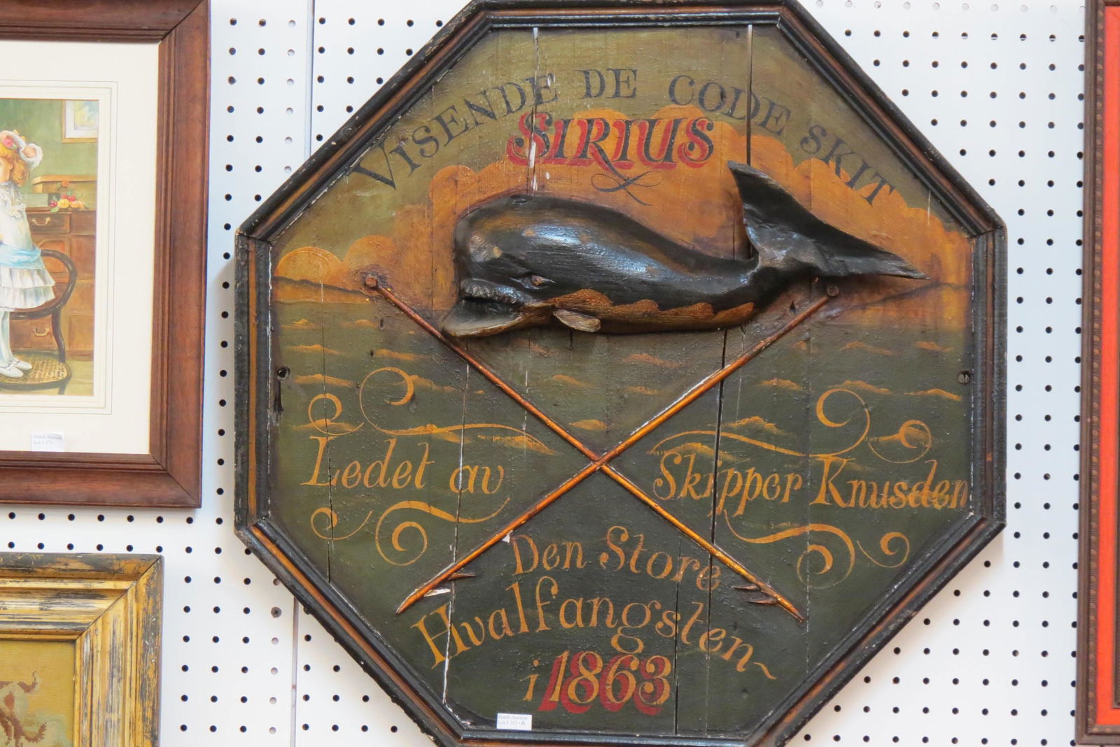 Early Merchant Sign With Whale & Harpoon, Auction