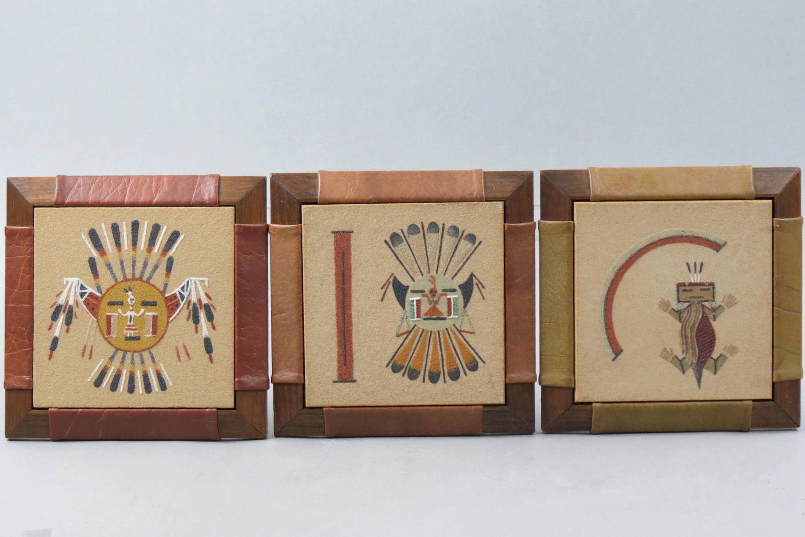 3 Native American Sand Art Plaques, Auction