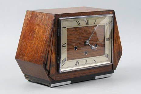 German Art Deco Dufa Oak Grandfathers Clock