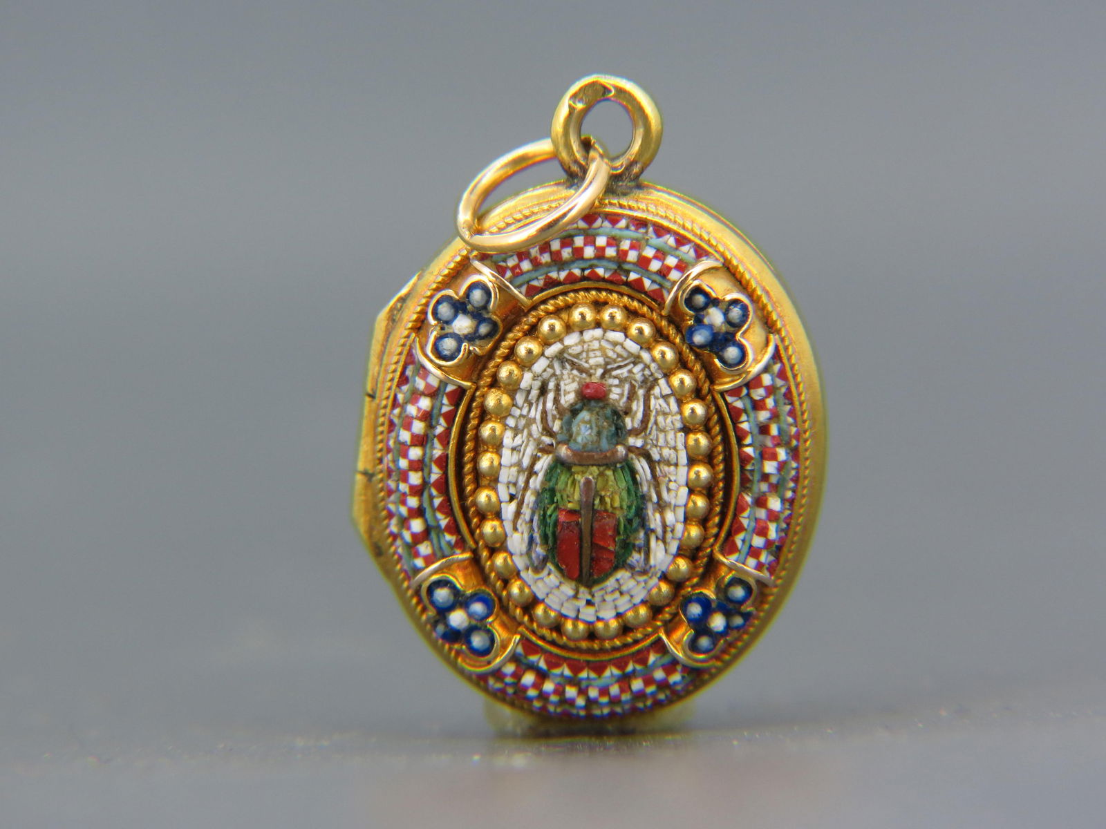 Micro Mosiac Italian Gold Locket, 19th Century, Fly Or Insect Decor ...
