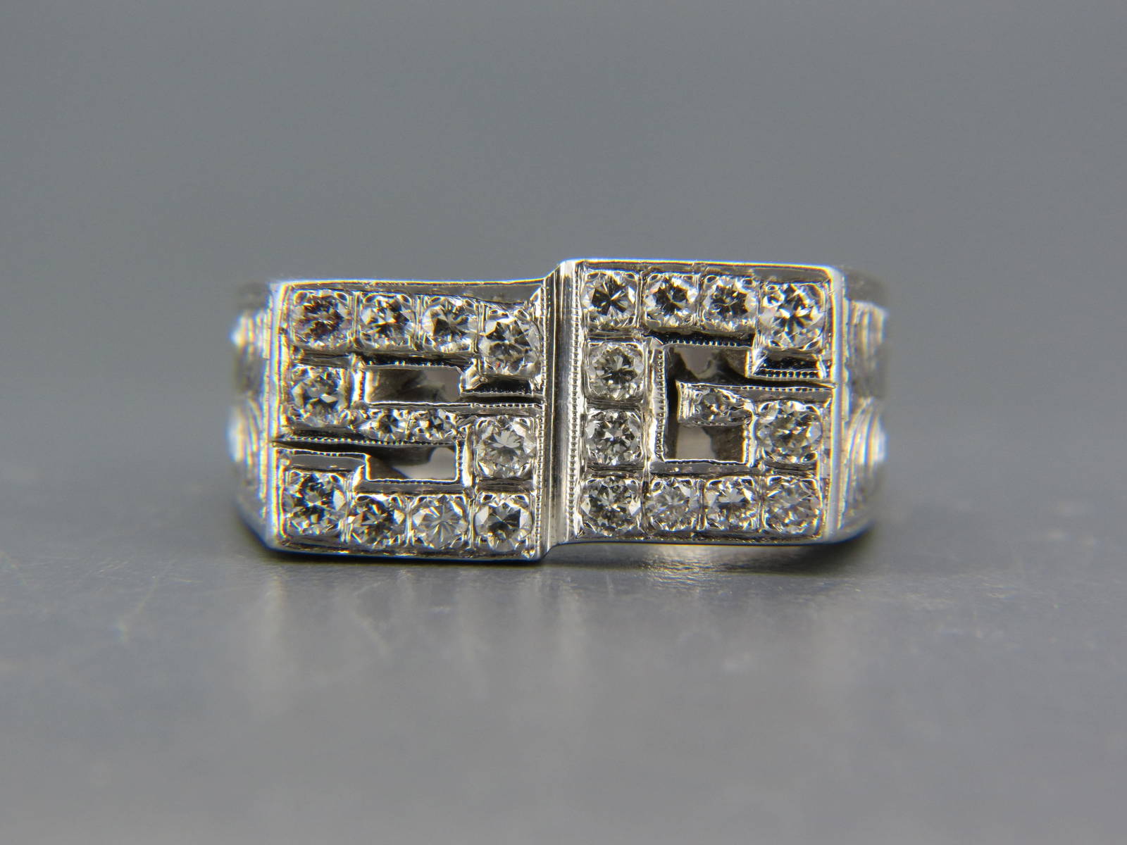 Men's Diamond 14k Gold Initial Ring "s.g.", With 24 Round Diamonds ...