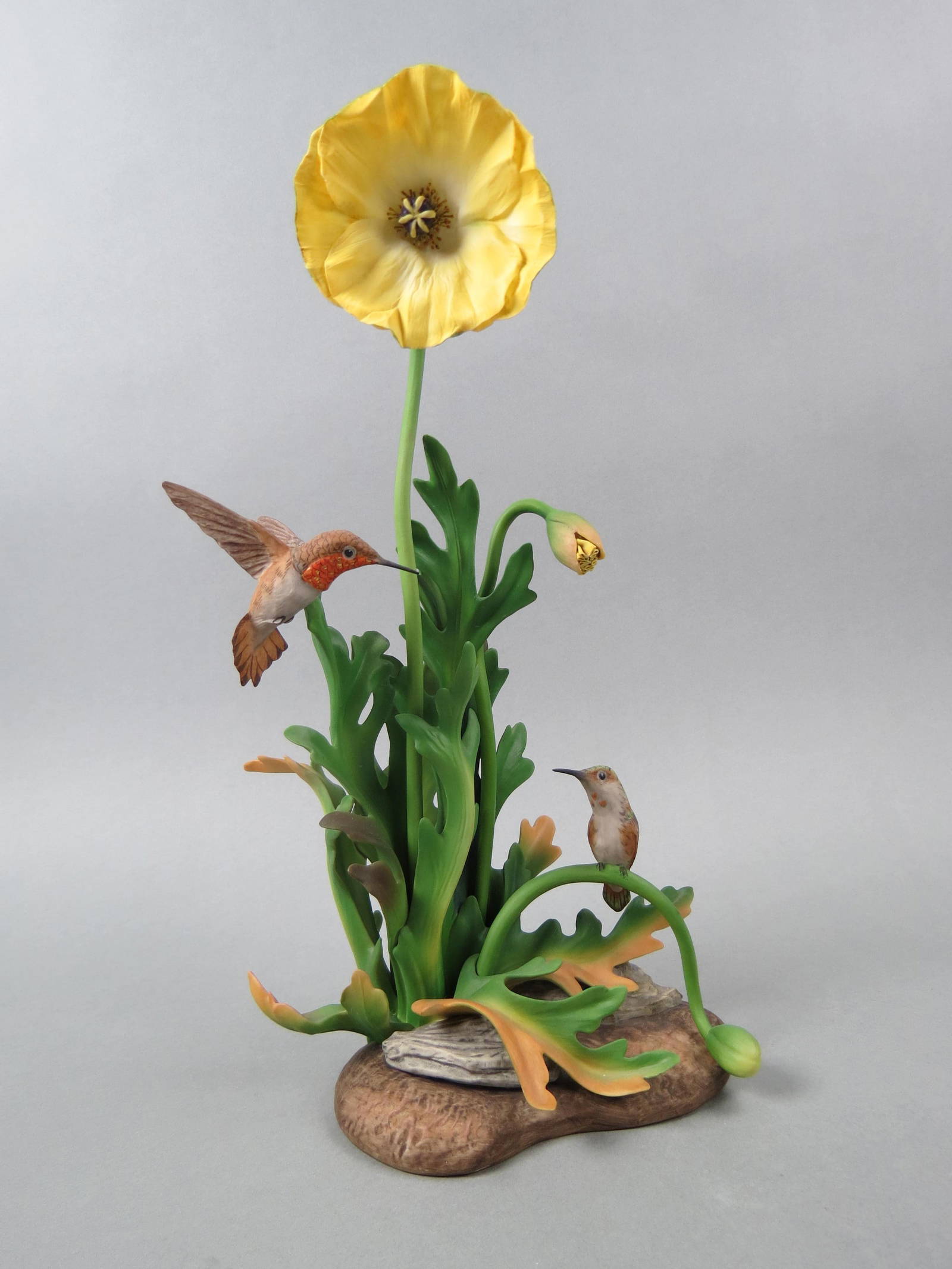 Boehm Porcelain Figurine "rufous Hummingbird With Icelandic Poppy ...