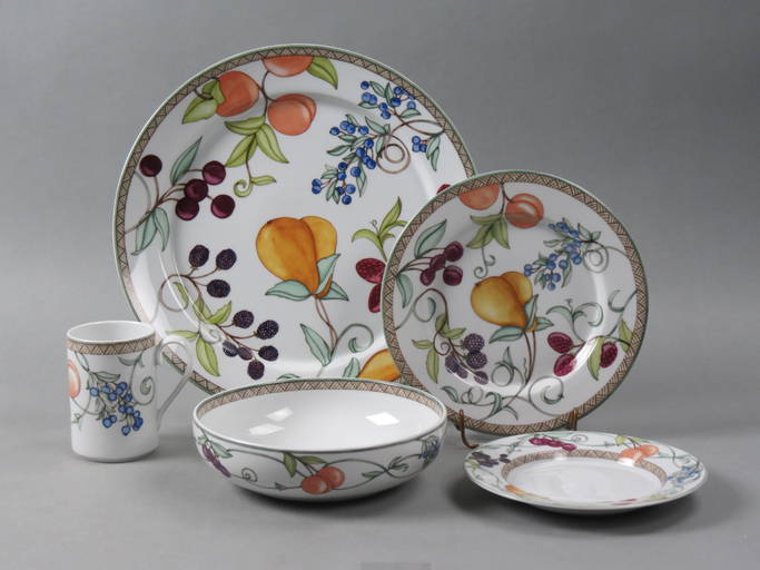 70 Pcs. Dansk Dinnerware "umbrian Fruits", Includes 8 Dinner Plates (10 ...