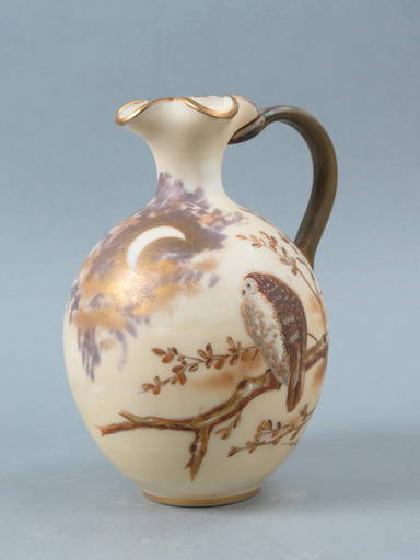 Mt. Washington Crown Milano Art Glass Pitcher, Owl In The Moonlight, 9 ...