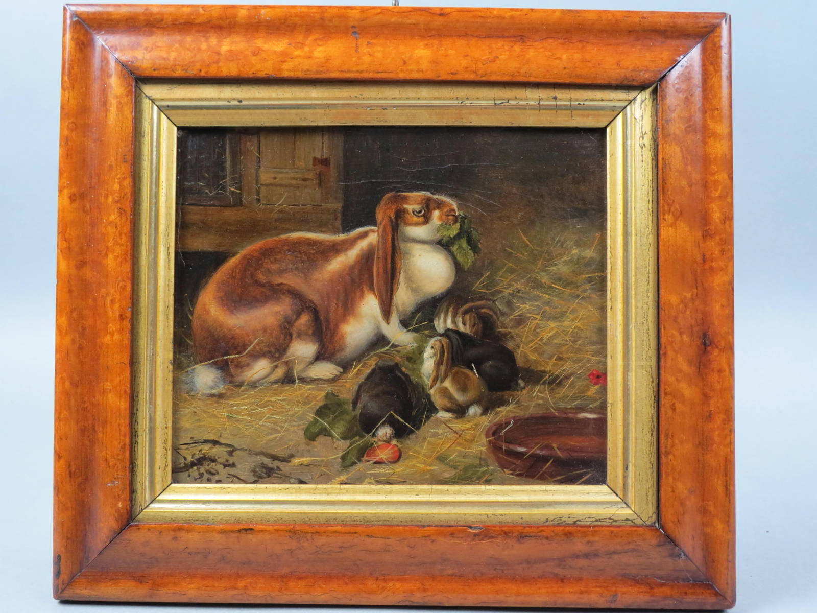 Fine Oil Painting Of Rabbits, Auction