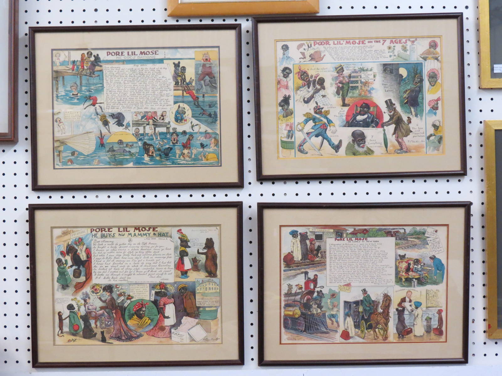 4 "poor Little Mose" Lithographs By Richard Felton Outcault, Auction