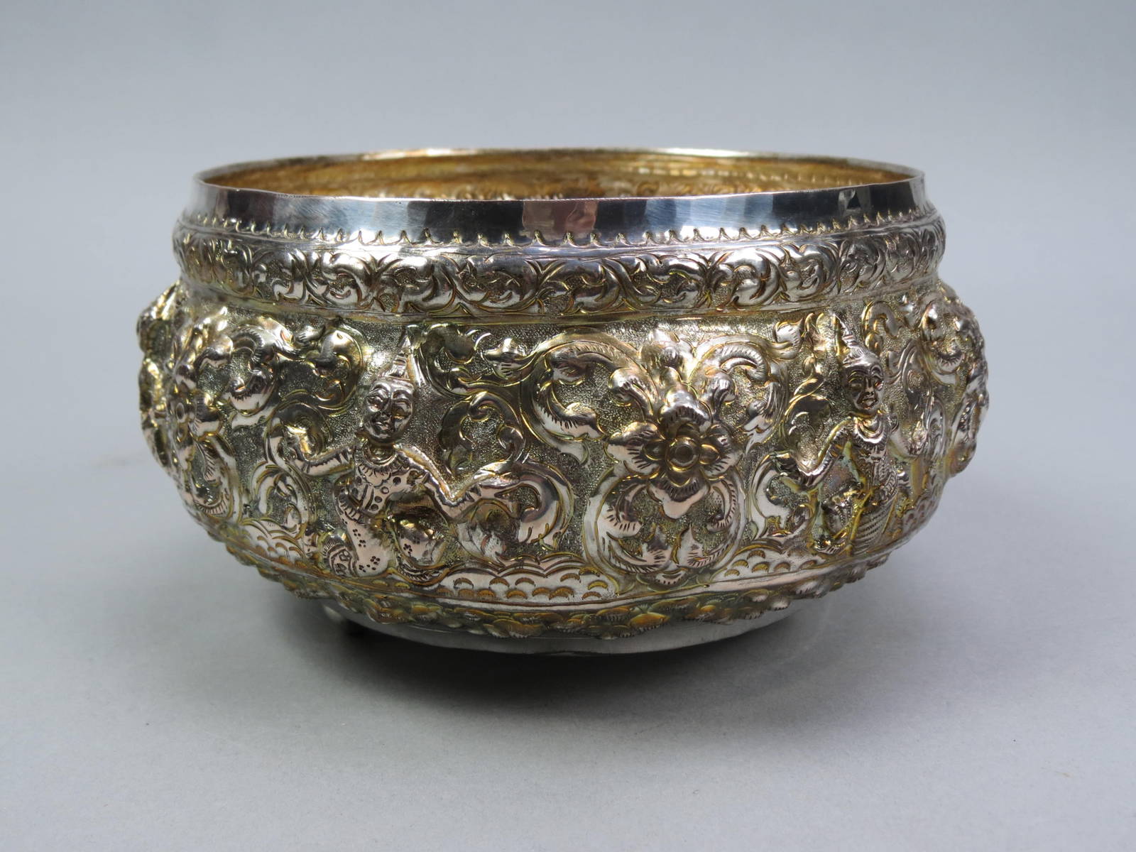 Thailand Silver Repousse Bowl, Auction