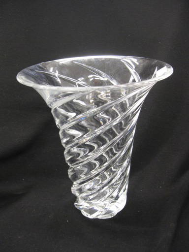 Durand Crystal Vase, Swirl Design, 10",