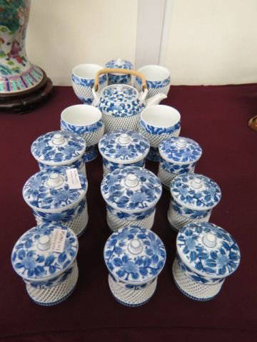 15 Pcs. Japanese Porcelain "spaghetti Ware",