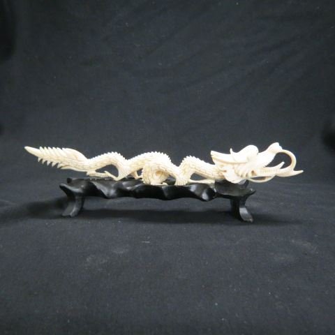 Chinese Carved Ivory Figurine Of A Dragon,