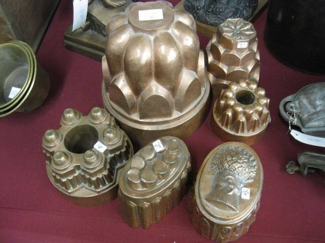 Collection Of 6 Copper Food Molds,