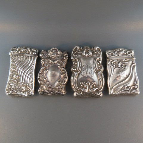 4 Victorian Sterling Silver Match Safes,