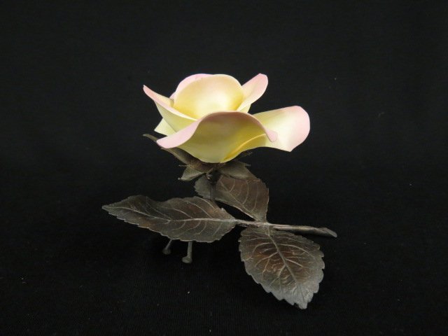 Boehm Porcelain & Bronze Figurine Of A Rose,