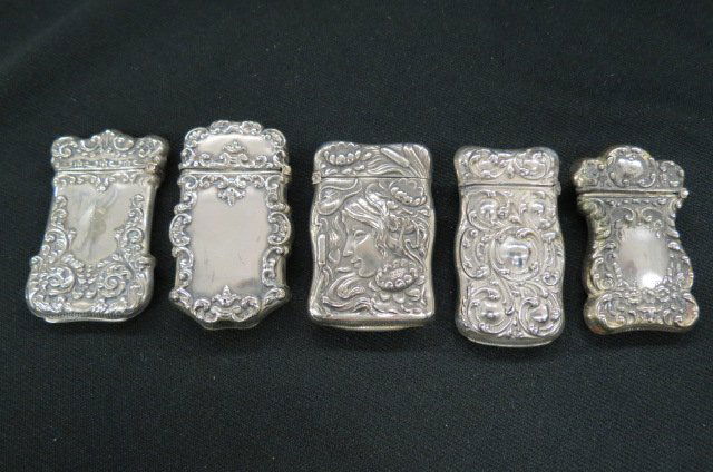 5 Silverplate Match Safes