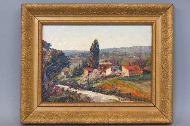J. Colombini Oil Painting of Italian Countryside,