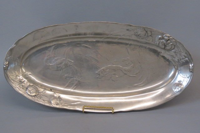 Kayserzinn Pewter Art Nouveau Fish Platter,