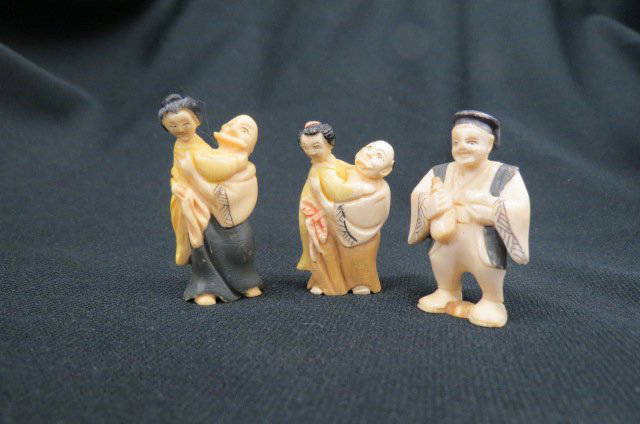 3 Carved Ivory Netsukes,