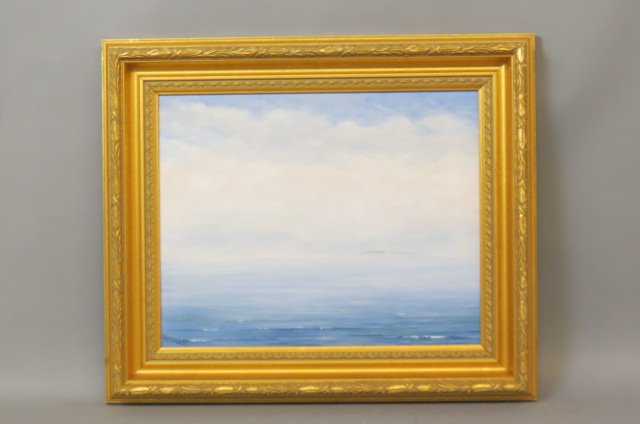 Thomas Hinkle Oil Painting of a Misty Seascape,