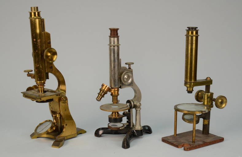 Three Microscopes; One Marked Grunow, New York, No