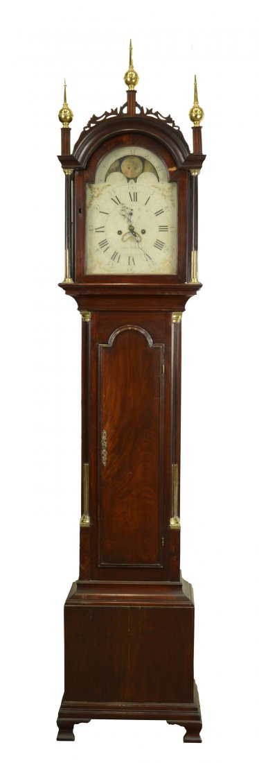 AARON WILLARD FEDERAL MAHOGANY TALL CASE CLOCK, AARON WILLARD FEDERAL MAHOGANY TALL CASE CLOCK,