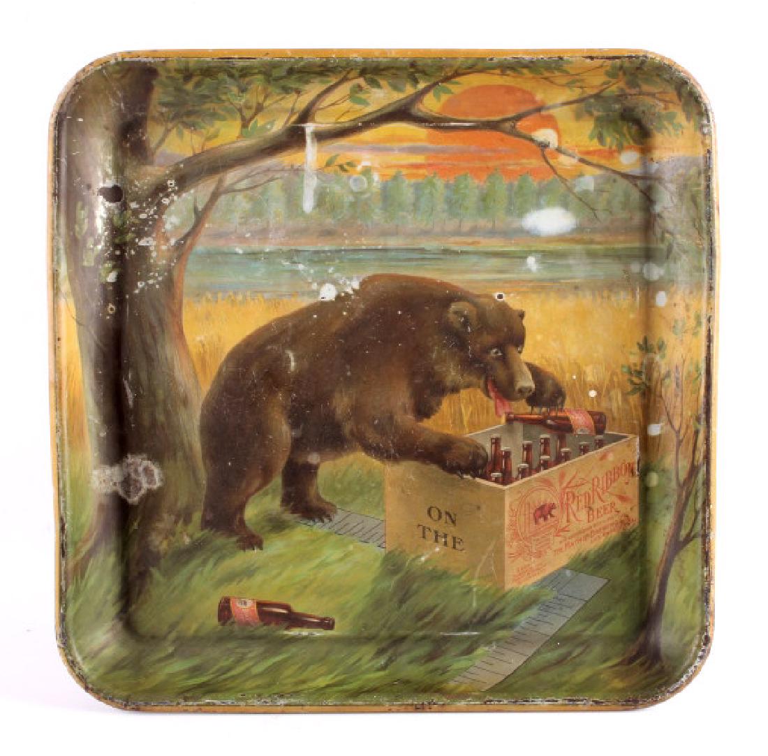 Original Red Ribbon Beer Advertising Tray